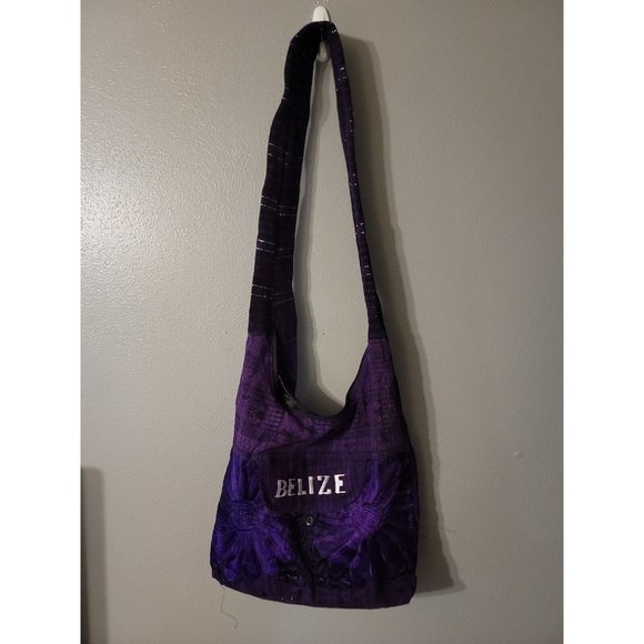 Bags | Belize Crossbody Purple Patchwork Bag Boho Chic Zip Closure Front Pocket | Poshmark